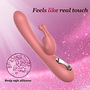Sex Toys, Rabbit Vibrator with 8 Vibration Modes, Soft Silicone, G-Spot Stimulator, Bunny Vibrators for Clitoral, Vagina, or Nipple, Waterproof, Flexible, Vibrating Adult Toys for Women, Pink