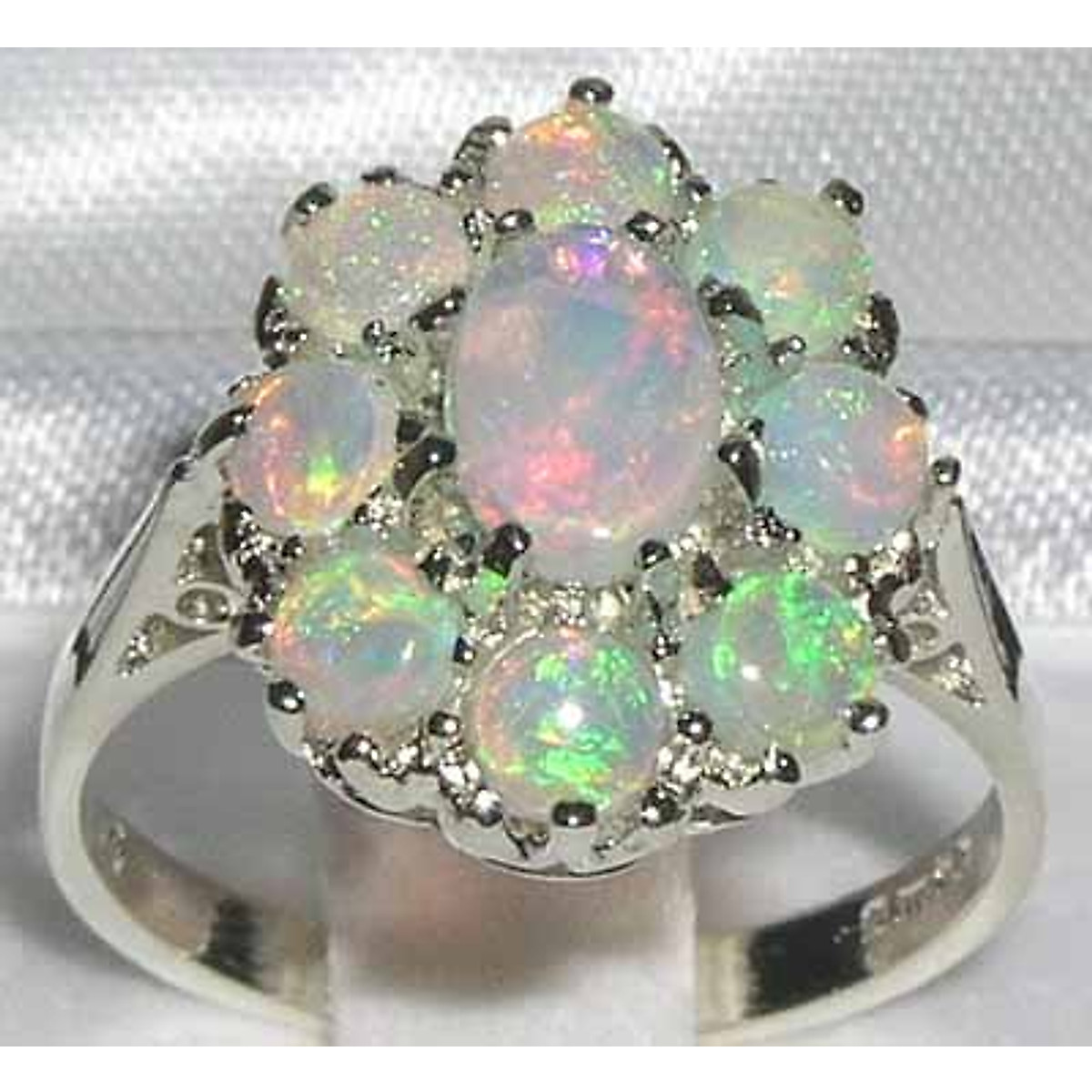 LetsBuyGold 925 Sterling Silver Natural Opal Womens Promise Ring - Size 6.5