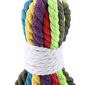 Parrot Colorful Preening Grooming Ropes Bird Chewing Toys Rope Toy Natural Cotton Cage Accessories for Amazons African Grey Cockatoos Conure Lovebird Lory