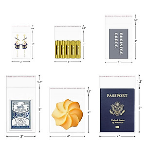 KnR Harmony Square Cello Bags 4x4 500pcs Resealable Cellophane Bags Self Adhesive Plastic Bags for Cookie Bakery Candy Soap Cards Snacks Food Treat Gift Favor 6 Sizes to Choose from