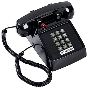 Retro Classic Corded Phone with Message Indicator, Traditional 2500 Analog Desk Phone Incoming Call Light,Vintage Desk Telephone for Landline Large Button, Old Landline Phone for School,Home,Black