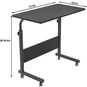 SogesGame Side Table with Wheels, Home Snack Side Table with Castors Mobile End Table,Black,05#1-80BK-S8-US