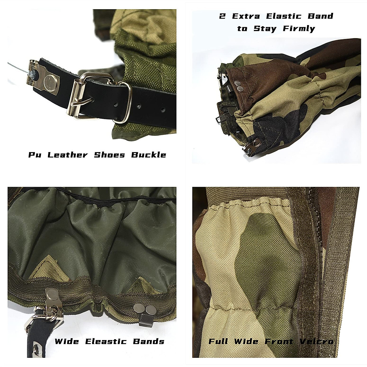 2 Pair Snake Gaiters Snake Boots Gaiters for Men Women Adjustable Waterproof Leg Gaiters for Hiking Hunting Trekking Trail Backpacking Snow Skiing Climbing Rattlesnake Snake Guards Snow Boot Gaiters…