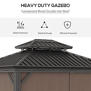 ZZBJ 12'x10' Outdoor Hardtop Gazebo with Aluminum Frame, Gazebo Canopy with Curtains Netting for Gardens, Patios, Backyards