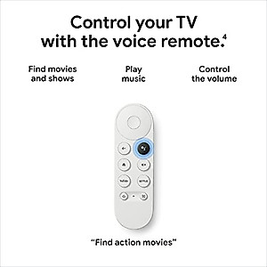 Chromecast with Google TV (4K)- Streaming Stick Entertainment with Voice Search - Watch Movies, Shows, and Live TV in 4K HDR - Snow