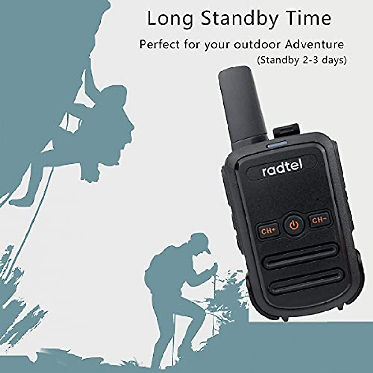 Radtel RT12 Walkie Talkies for Adults Rechargeable 2 Pack, Long Range Handheld FRS Two Way Radio 16CH Handsfree VOX for Camping Hiking (Black)