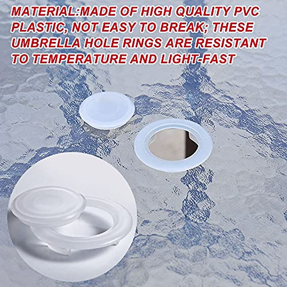 Aoboco 2 Pack 2 Inch Table Umbrella Hole Ring and Cap Set for Outdoor Patio Umbrella Plug Standard Size (Transparent)