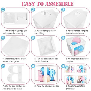 Amandir 164PCS Baby Boxes Gender Reveal Balloon Decorations, Pink and Blue Balloon Garland Kit 4pcs Baby Boxes with Letters (A-Z+Baby) for Baby Shower Birthday Boy or Girl Gender Reveal Party Supplies