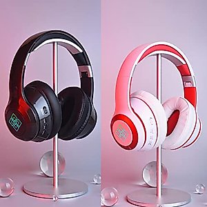 New Wireless Bluetooth 5.0 Headband Headset Luminous Retractable Folding HiFi Subwoofer Full Wrap-Around Ear Wireless Bluetooth Headset for Sports Gym (Black)