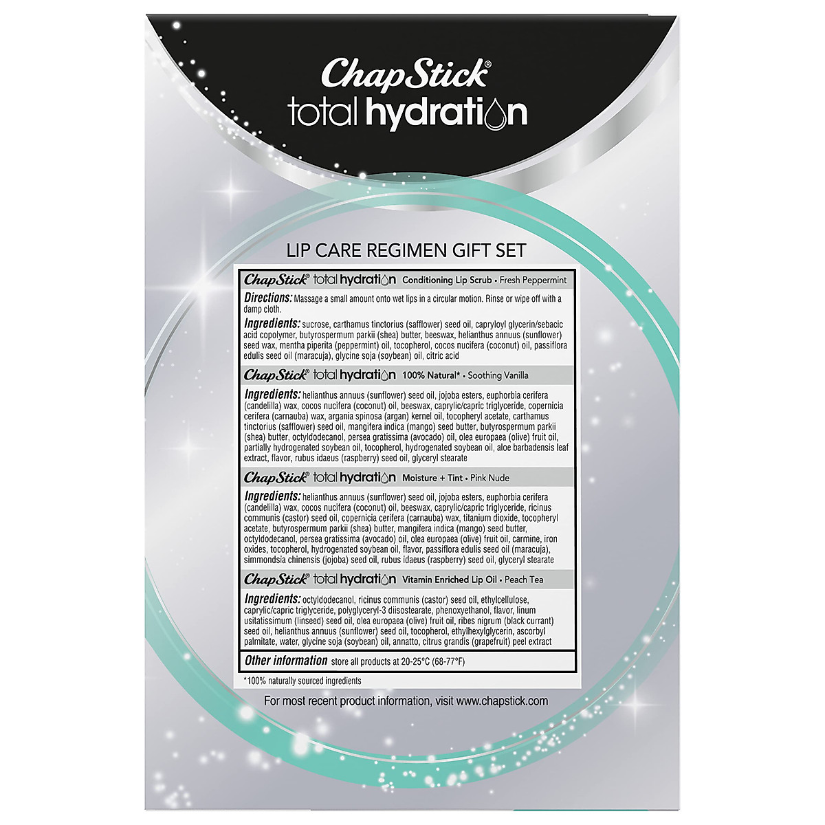 ChapStick Total Hydration Lip Kit Gift Set, Lip Moisturizer, Lip Scrub and Lip Balm Set - 4 Count