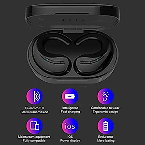 Lightweight Bluetooth Headphones Wireless Earbuds with Wireless Charging Case with Earhooks Headset Built-in Mic for Sport Clear Calls Work Music