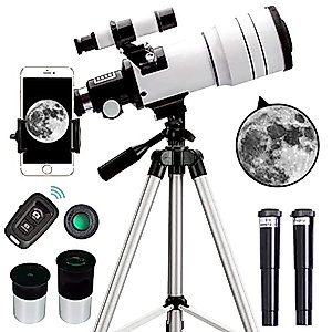 ToyerBee Telescope for Adults & Kids, 70mm Aperture Astronomical Refractor Telescopes for Astronomy Beginners (15X-150X), 300mm Portable Telescope with an Phone Adapter & A Wireless Remote