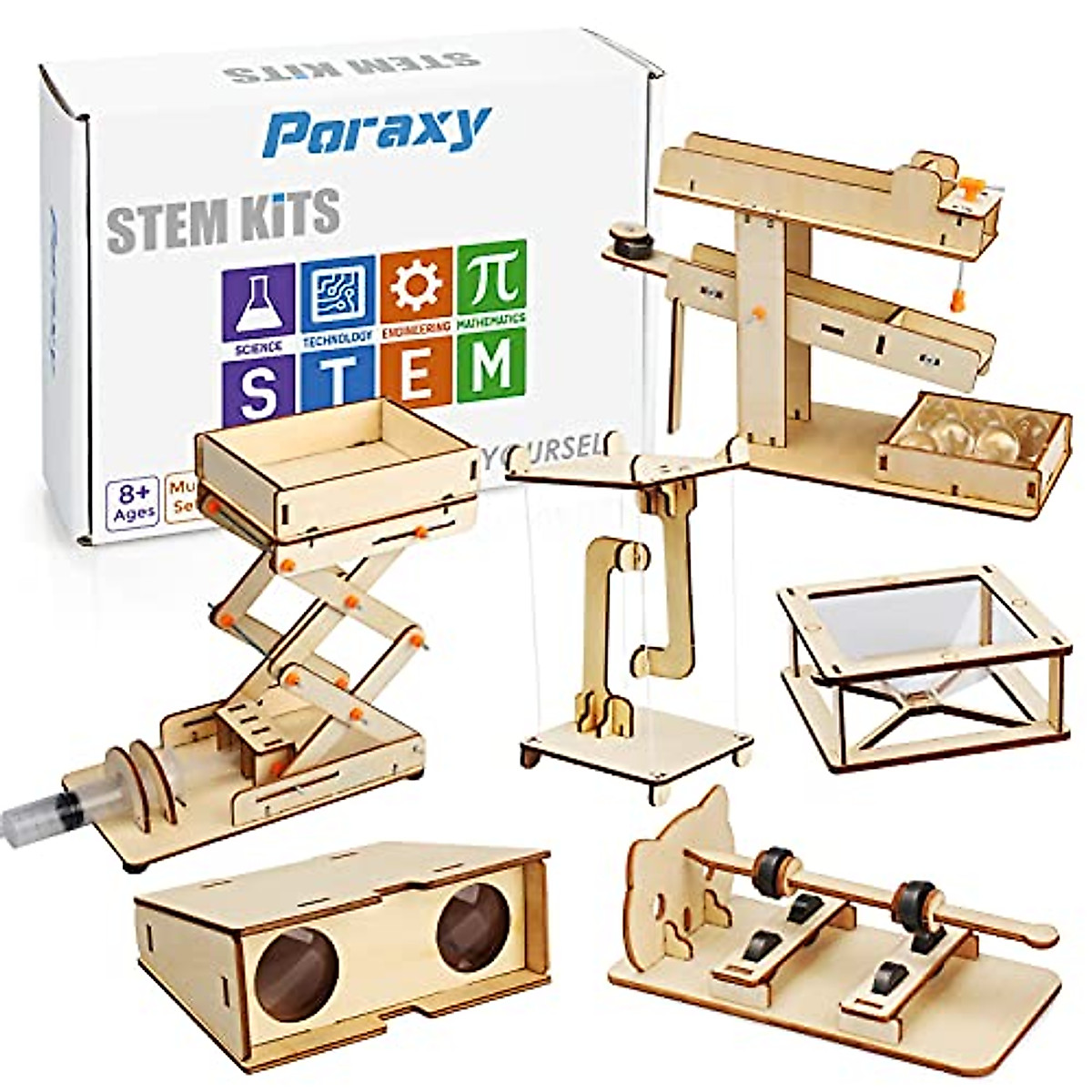 6 in 1 STEM Kits, Science Experiment STEM Projects for Kids Ages 8-12, Educational 3D Wooden Puzzle, DIY STEM Toys Building Kit, Gifts for Boys and Girls Ages 8 9 10 11 12 Years Old