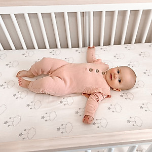 Newton Baby Mini Crib Fitted Sheets (2-Pack) | Organic Muslin Cotton, Breathable & Soft Baby Sheets, Washable Baby Mattress Sheets, Fits Any Mini Sized Crib 24" x 38", Wishing on a Star Print + White