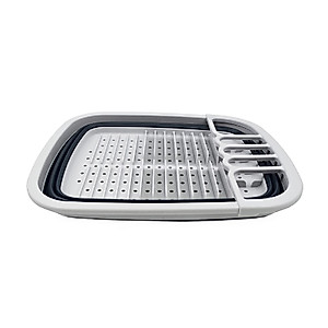 SAMMART 8L (2.11Gallons) Collapsible Dish Drainer - Foldable Drying Rack - Portable Dinnerware Organizer - Space Saving (Grey/Slate Grey)