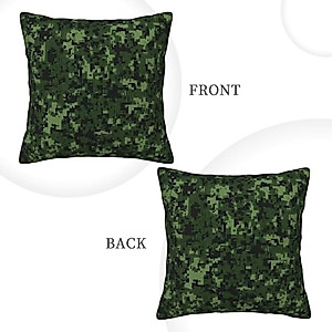 AdaNti Green Army Digital Camouflage Print Corduroy Throw Pillow Covers Soft Square Throw Pillow Case Home Decorations for Bed Sofa Living Room 16"x16"