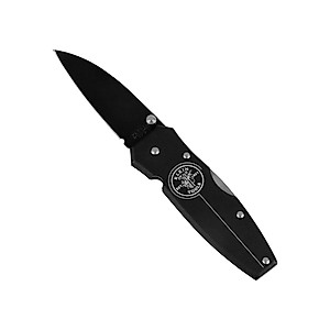 Klein Tools 44000-BLK Black Lightweight Lockback Knife with Black Aluminum Handle, 2-1/4-Inch Drop-Point Blade