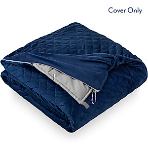 Bare Home Duvet Cover for Weighted Blanket (60"x80") Comforter Cover Standard Size, Ultra-Soft Minky Removable and Washable, Diamond Pattern (Dark Blue)