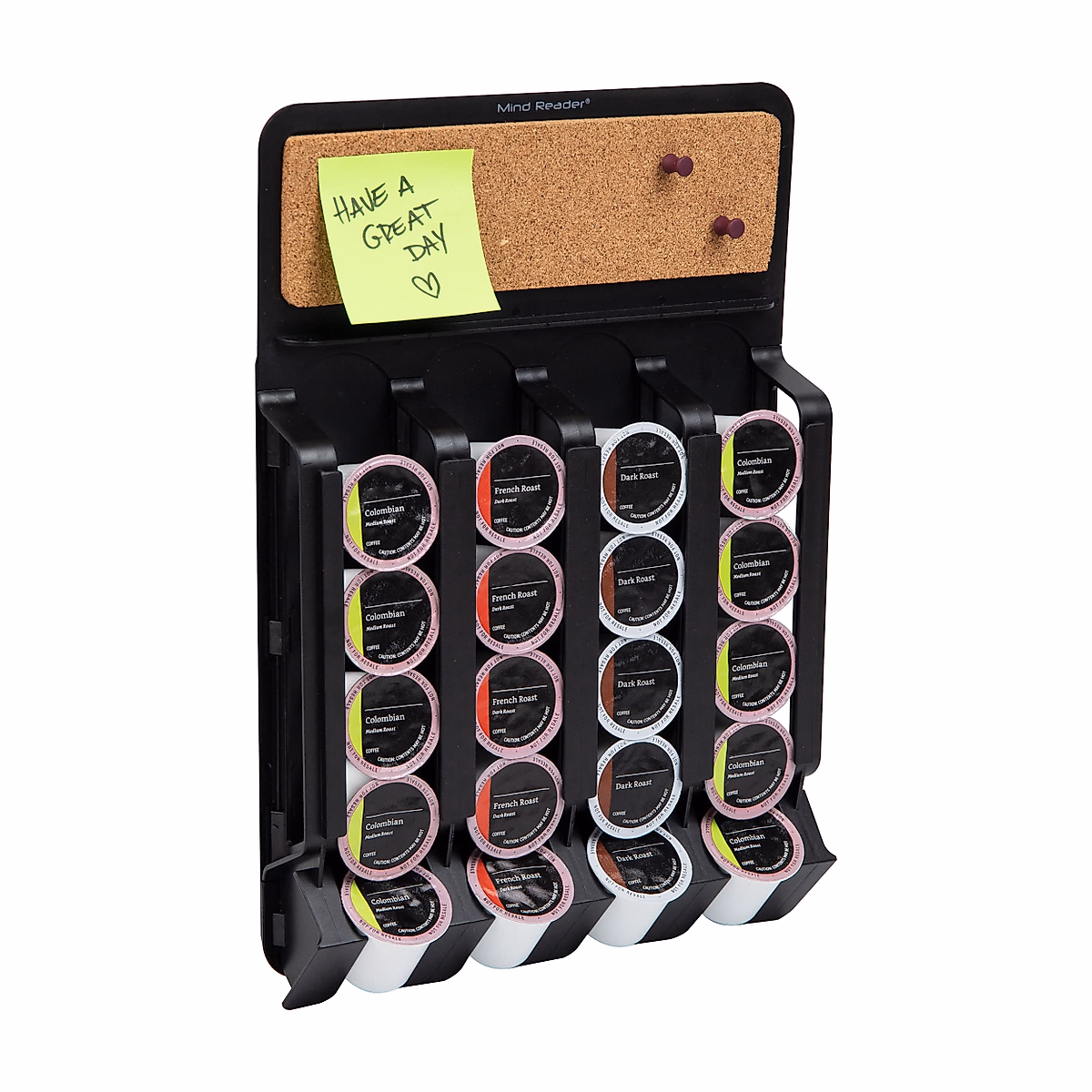 Mind Reader Wall-Mount Holder Coffee Pod Dispenser, 2.72” L x 10.71” W x 15.75” H, Black