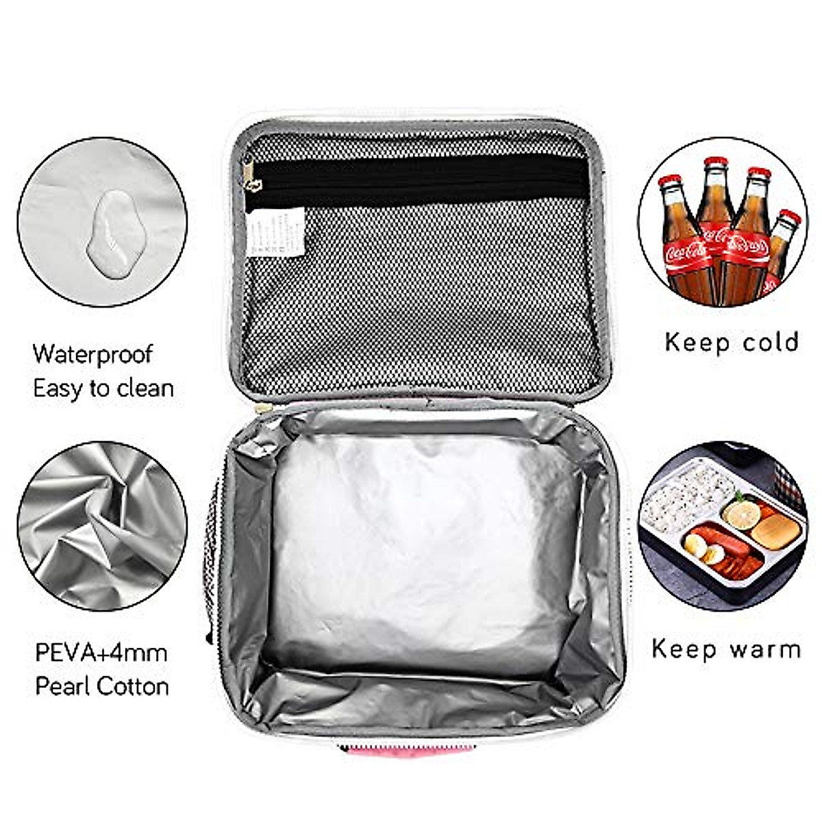 JYPS Insulated Unicorn Lunch Box for Kids, Flip Sequin Girls Tote Lunch Bags with Shoulder Strap, Handheld Reusable Lunch Box Bags Christmas Gifts for Girls at School