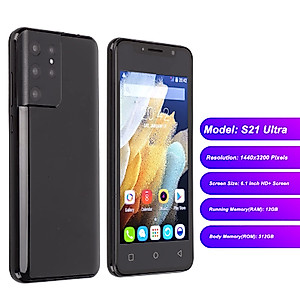 Diydeg S21 Ultra 6.1in Smartphone, 5G 4G Network 12GB RAM 512GB ROM Dual SIM Unlocked Mobile Phone, 1440x3200P 48MP High Definition Camera 5000mAh Long Lasting Battery Cell Phone for Android 11(US)
