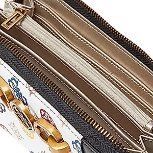 GUESS womens Noelle Large Zip Around Wallet, White Multi, One size US