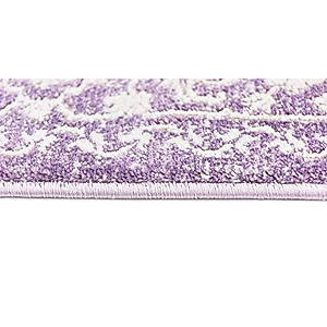 Unique Loom Traditional Classic Intricate Design Distressed Vintage Detail, Area Rug, 4 ft x 6 ft, Purple/Ivory