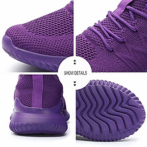 Women's Running Shoes Ladies Slip on Tennis Walking Sneakers Lightweight Breathable Comfort Work Gym Trainers Stylish Shoes Dark Purple