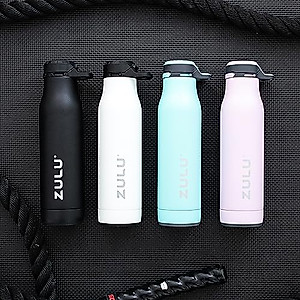 ZULU Ace Vacuum Insulated Stainless Steel Water Bottle with Leak-Proof Locking Lid and Removable Base, 24oz Bottle