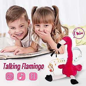 CozyWorld 13’’ Talking Flamingo Toy Repeat What You Said Interactive Cute Plush Toy Flamingo Stuffed Animals Birthday Gifts for Boys and Girls, Red