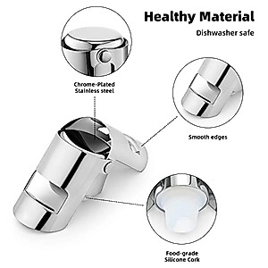 YANPROG Champagne Stoppers with Stainless Steel Wine Stoppers with Food Grade Silicone Leak proof Keep Fresh Suitable for Champagne, Cava, Prosecco and Sparkling (Silver, 2 Pack)