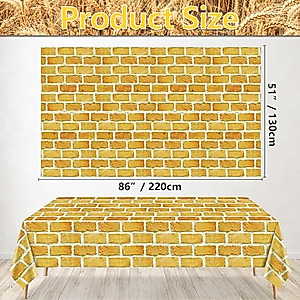 4Pcs Yellow Brick Tablecloths Brick Wall Table Covers Rectangular Brick Backdrop Decoration for Kitchen Halloween Thanksgiving Wizard Princess Holiday Party Supplies, 51 x 86.6 Inch (Yellow Brick)