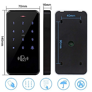 HFeng Outdoor IP68 Waterproof RFID Keypad Touch Access Control System Rainproof WG26/34 125KHz Card Reader + 10pcs EM4100 Keyfobs