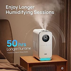 Dreo Humidifiers for Bedroom, Top-filled Smart Quiet Cool Mist Humidifier for Large Room, 50 Hours Runtime for Home, Indoor Plants, Oil Diffuser & Nightlight for Baby Nusery, 5L, with Alexa/Google