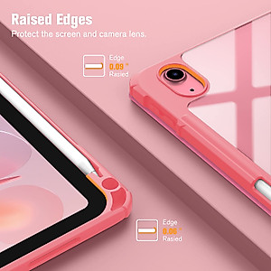 Fintie Hybrid Slim Case for iPad 10th Generation 10.9 Inch Tablet (2022 Model) - [Built-in Pencil Holder] Shockproof Cover with Clear Transparent Back Shell, Auto Wake/Sleep, Pink