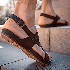 Harssidanzar Genuine Leather Sandals Mens For Outdoor Sandals Mens Adjustable Strap Sandals Leather sandals Men GM202A,Brown,Size 8