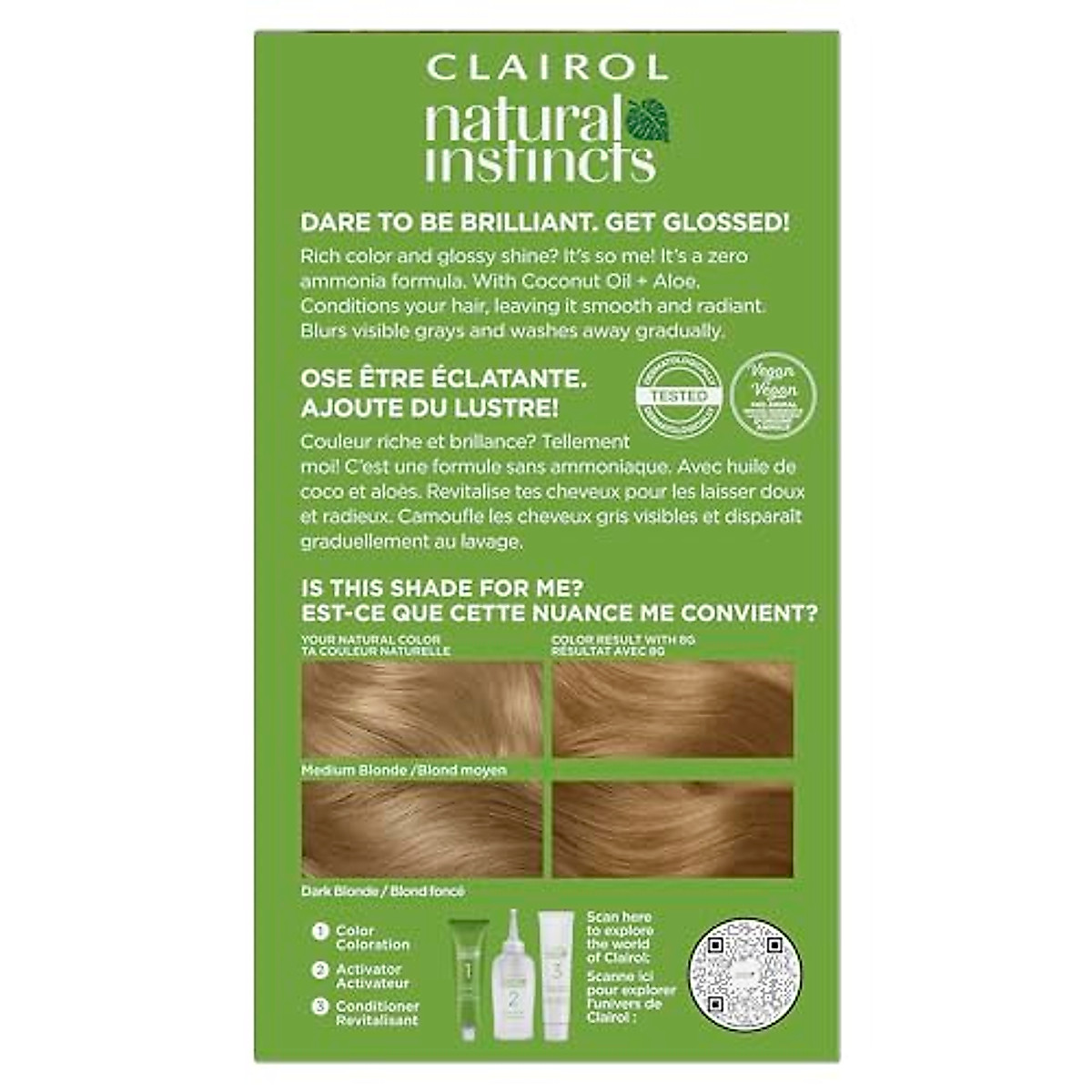Clairol Natural Instincts Demi-Permanent Hair Dye, 8G Medium Golden Blonde Hair Color, Pack of 1