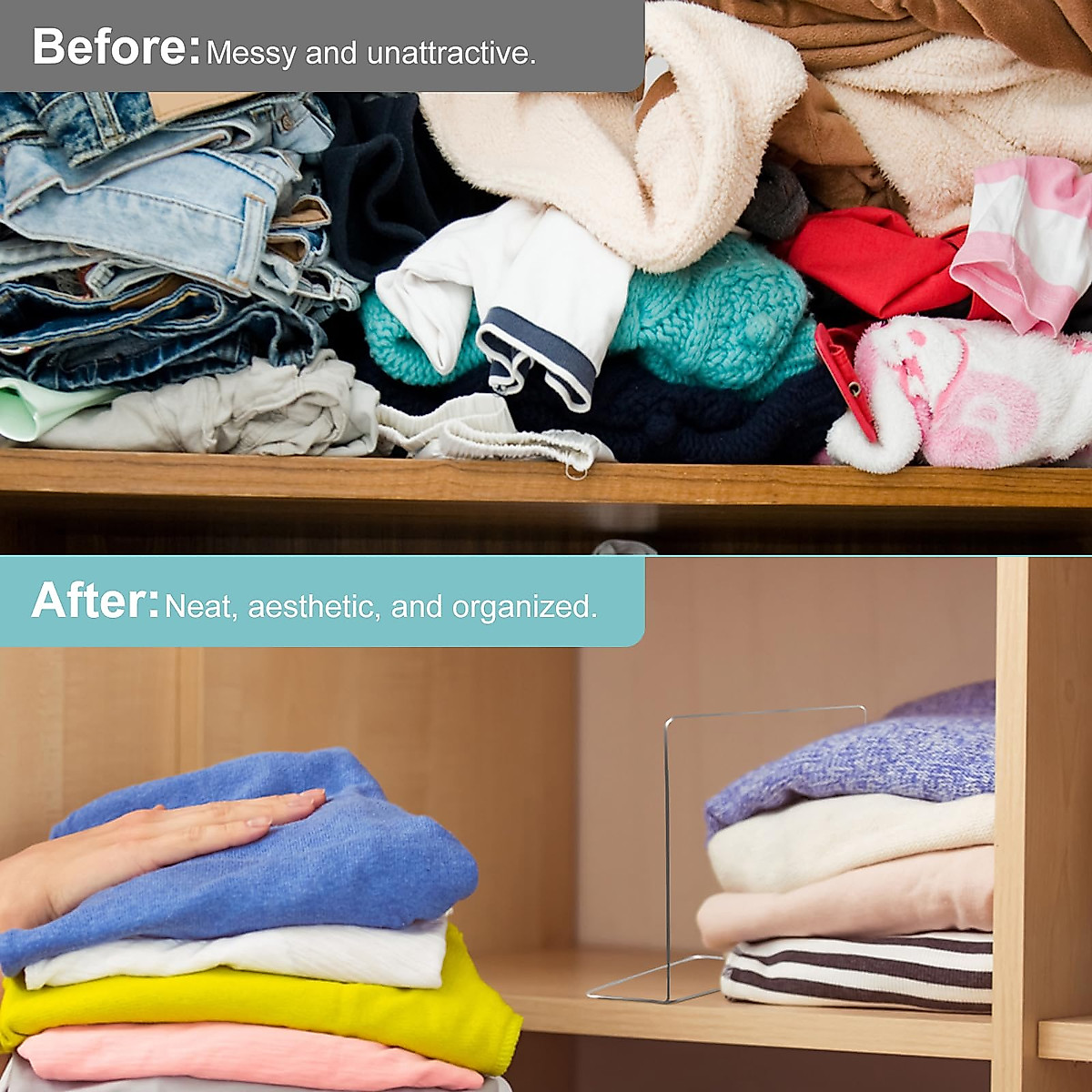 OKPOW Acrylic Shelf Dividers for Closet Organization: 8 Pack Tall Durable Clear Shelves Separators for Clothing Adjustable