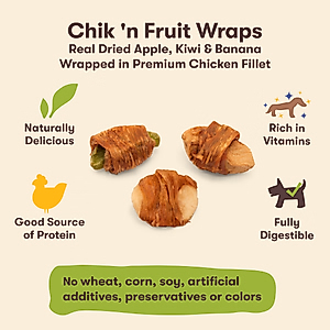 Pet 'n Shape Chik 'n & Fruit Wraps, 16 oz - Healthy, Protein Rich Treats for Dogs