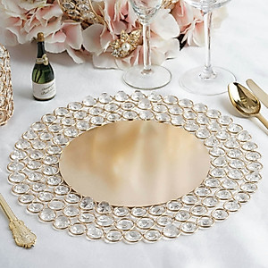 Efavormart 14" Gold Wired Metal Charger Plate With 118 Acrylic Crystal Beads For Weddings Events