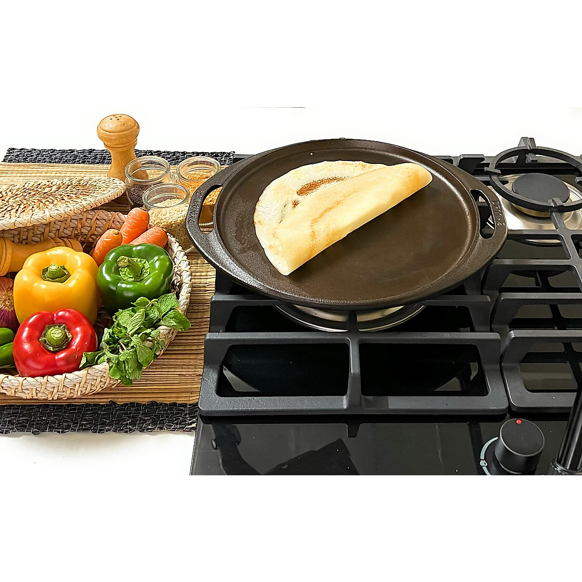 DYNAMIC COOKWARES Cast Iron Dosa Tawa 11 Inch, 28CM