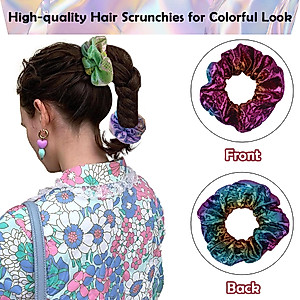 Beauty.H.C Shiny Metallic Scrunchies Elastic Hair Bands Hair Tie Ropes Scrunchy Soft Hair bobbles for Ponytail Holder fasion Hair Scrunchies for Girls Party Favorts 24Pcs