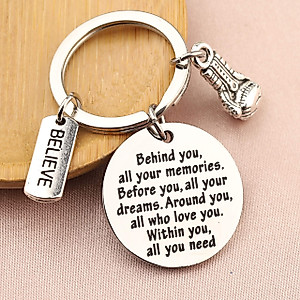 FEELMEM Boxing Glove Keychain Future Boxer Gift Behind You All Your Memories Before You All Your Dreams Boxing Keychain Gift for Boxing Sport Lover Fitness Gift (silver)