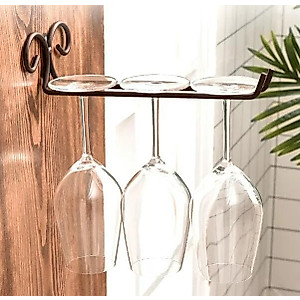 Glass Cup Organizer for Kitchen Cabinets Wine Glass Rack Goblet Cup Stemware Bar Holder Shelf Hanger Or Wine Bottle Storage Rack High Shelf Storage Box Can Water Bottle (Black, One Size)