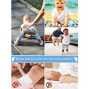 SATINIOR 8 Pairs Crawling Knee Pad Non-Slip Socks Set Knee Protector Toddler Leg Warmer Unisex Soft Cotton Socks for Baby Toddler (Green, Light Gray, Blue and Dark Blue), Medium