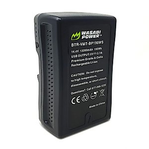 Wasabi Power V Mount/V Lock Battery (195Wh, 14.4V, 13200mAh) Rechargeable Li-ion Battery for Broadcast Video Camcorder, Compatible with Sony HDCAM, XDCAM, Digital Cinema Cameras and Other Camcorders
