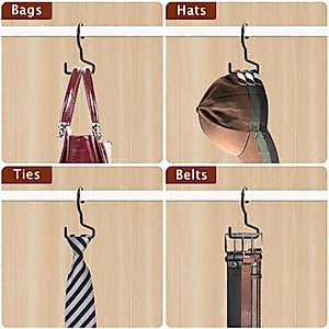 12 Pack Purse Hanger for Closet, 4 Inch Closet Purse Organizer Bags Hanger Purse Hooks,Vinyl Coated Black Closet S Hooks for Hanging Clothes, Hat, Belt, Backpack, Scarves, Jeans, Pans and Pots