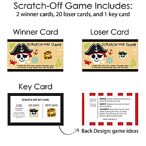 Big Dot of Happiness Pirate Ship Adventures - Skull Birthday Party Game Scratch Off Cards - 22 Count