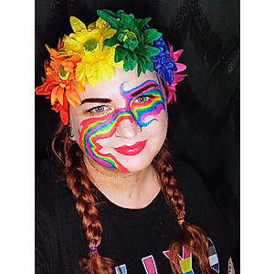 DDazzling Sunflower crown Boho crown Sunflower headband Flower Hair Accessory (Rainbow)