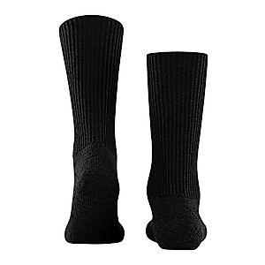 FALKE Unisex Walkie Ergo Socks, Crew Length, Thick Sole, Hiking Sock, Breathable, Moisture-Wicking, Merino Wool, Black (Black 3000), 12.5-13.5, 1 Pair